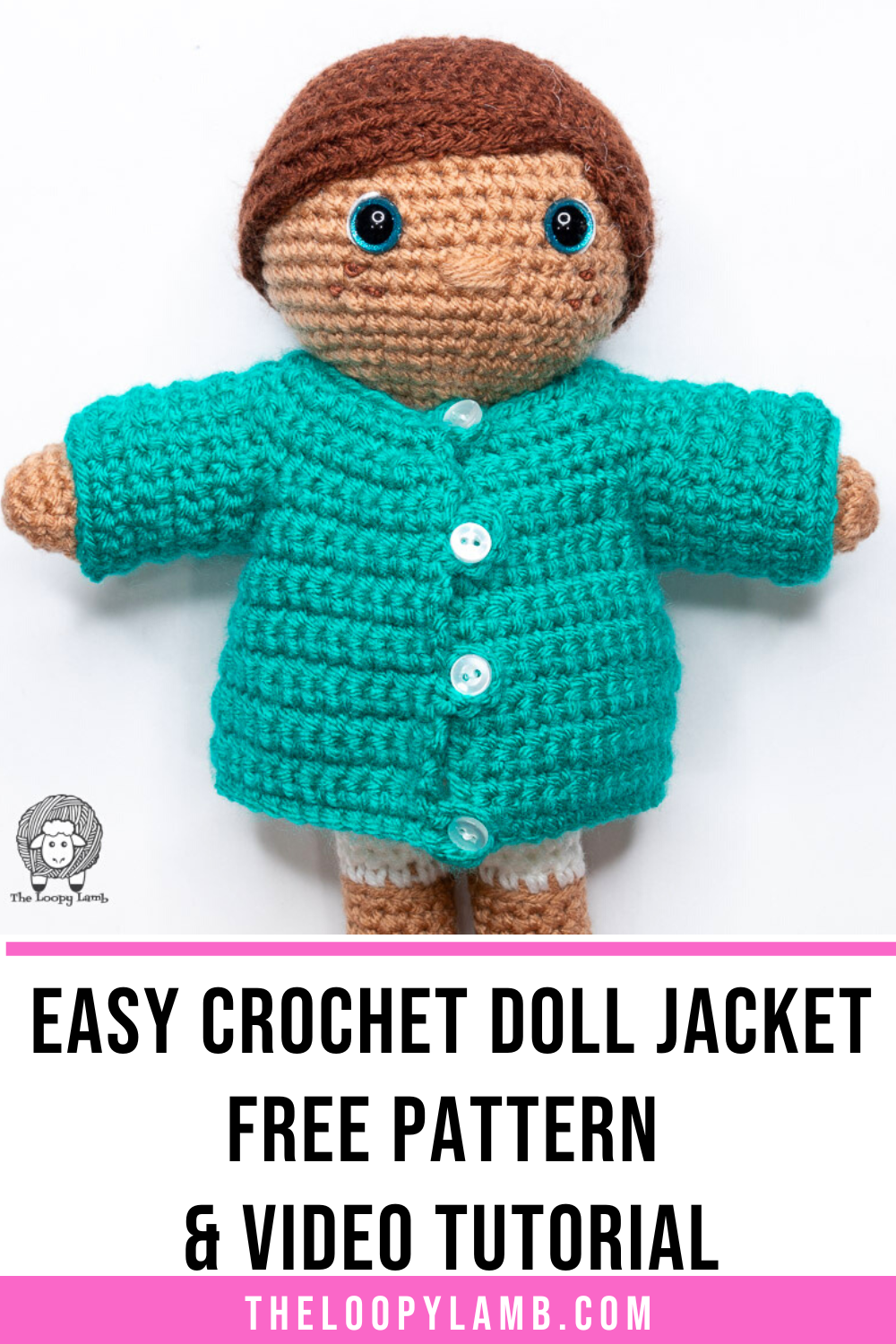 Easy Crochet Doll Jacket Free Pattern & Video Tutorial