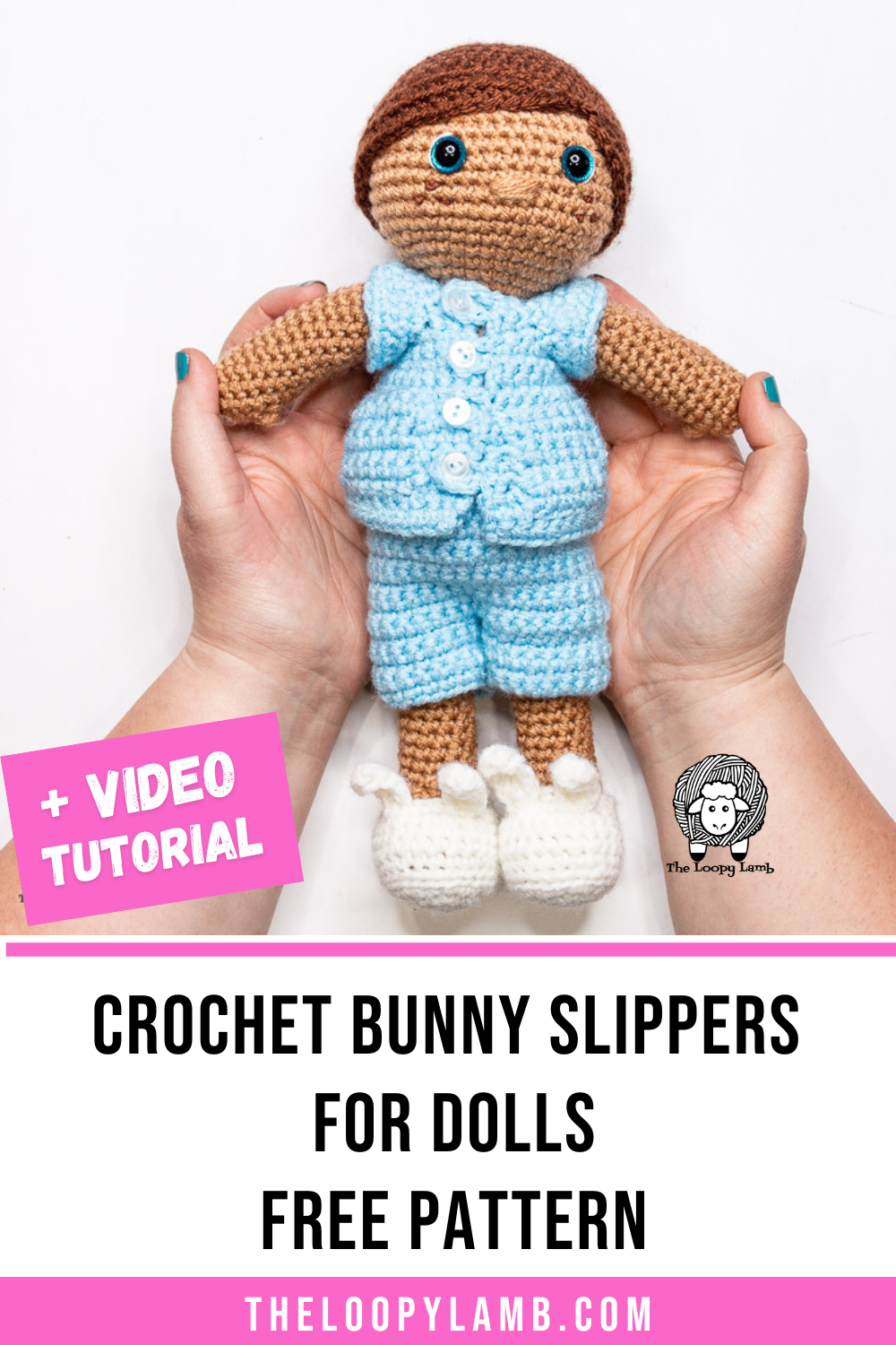 Crochet Bunny Slippers for Dolls Free Pattern and Tutorial