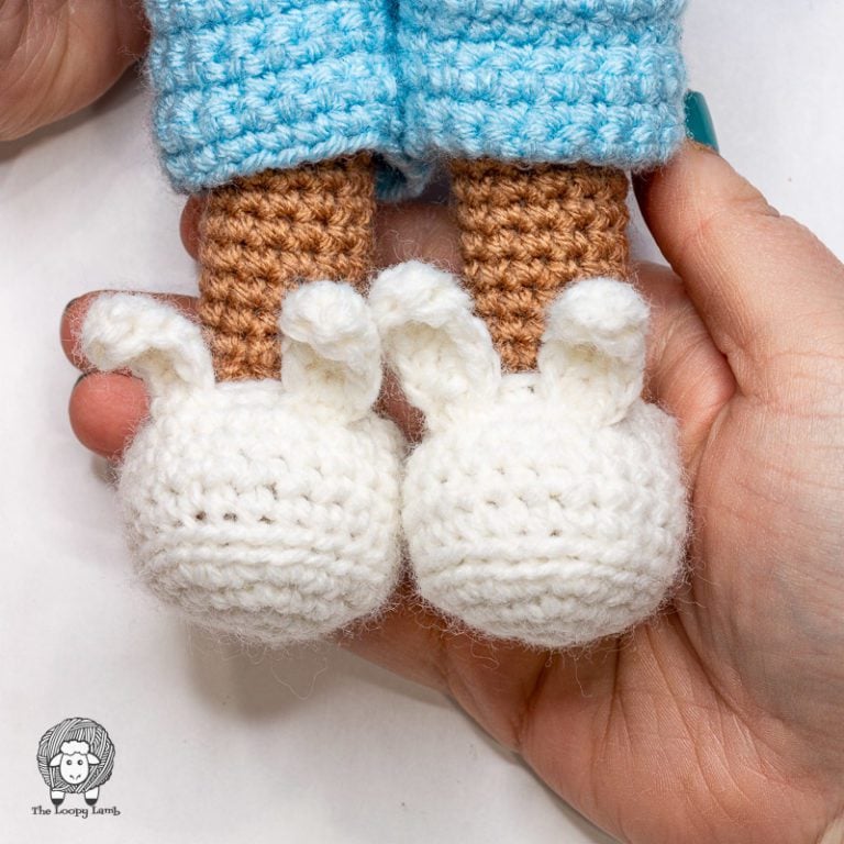 Crochet Bunny Slippers for Dolls Free Pattern and Tutorial