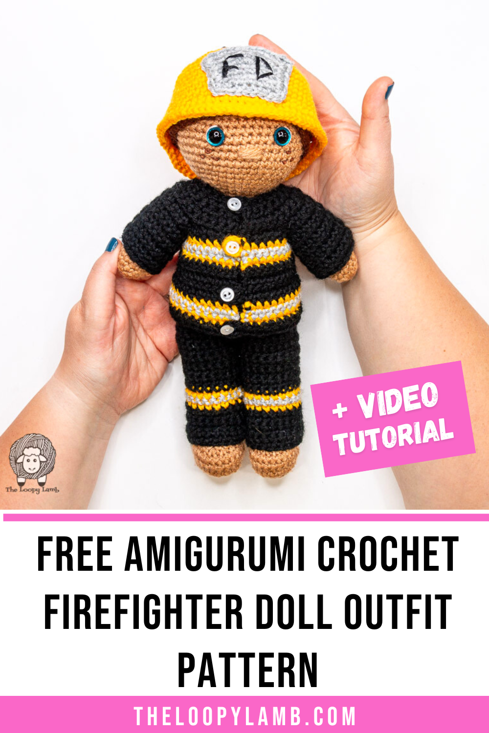 Free Amigurumi Crochet Firefighter Doll Outfit Pattern